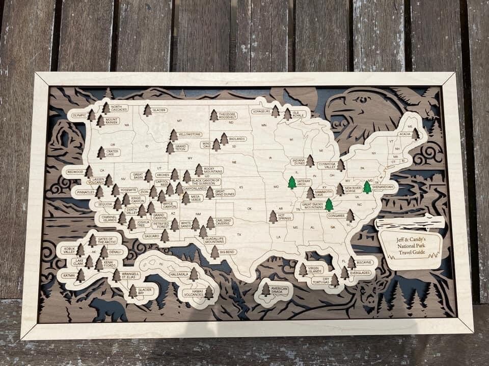 Handcrafted Wooden National Park Map: Perfect Decor Piece for Outdoor ...