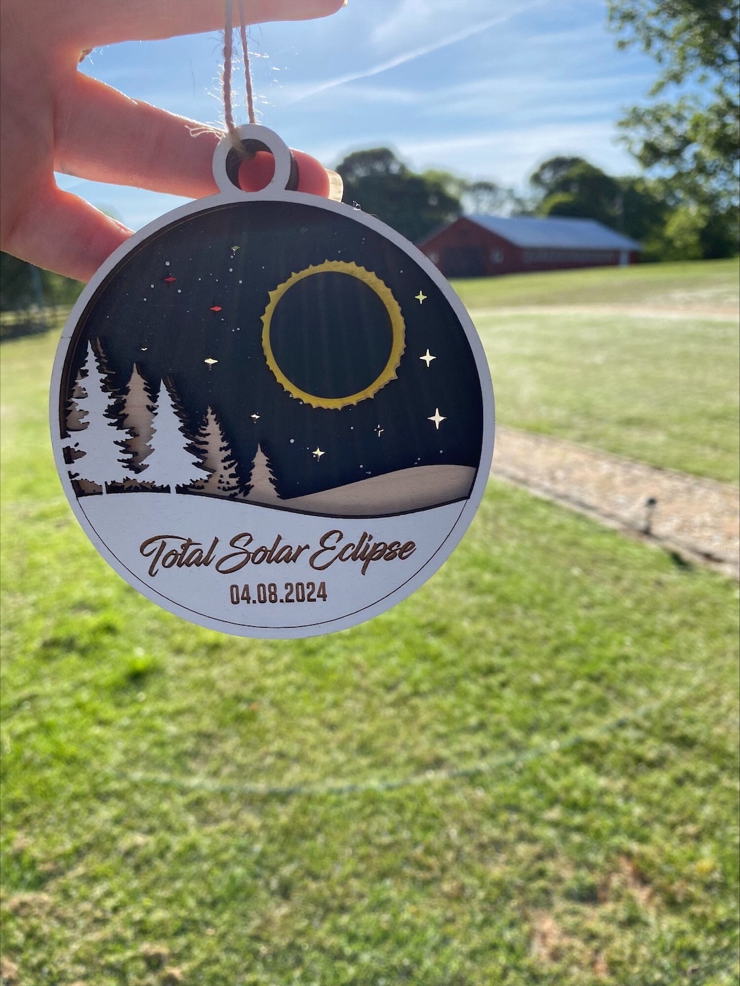 2024 Eclipse Wood Ornament - Hand Painted and Laser Engraved - Etsy