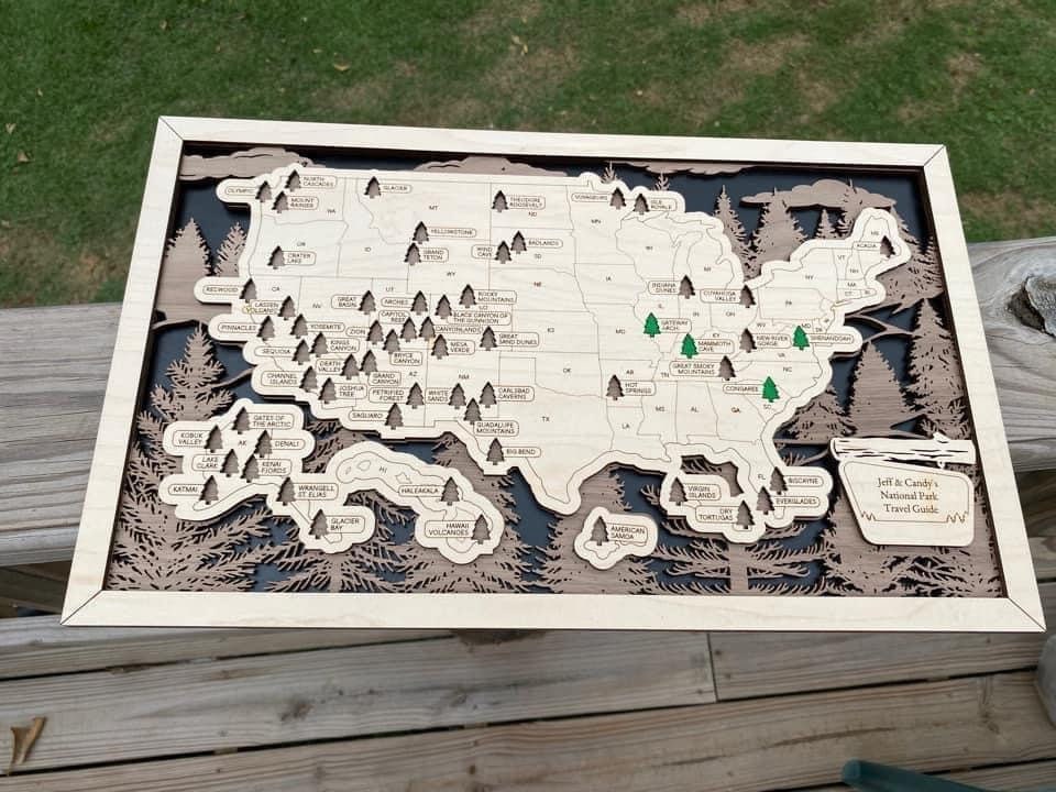 Handcrafted Wooden National Park Map: Perfect Decor Piece for Outdoor ...