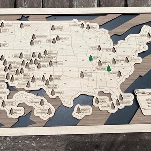 Handcrafted Wooden National Park Map: Perfect Decor Piece for Outdoor ...