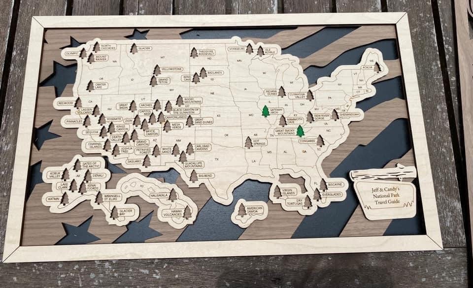 Handcrafted Wooden National Park Map: Perfect Decor Piece for Outdoor ...