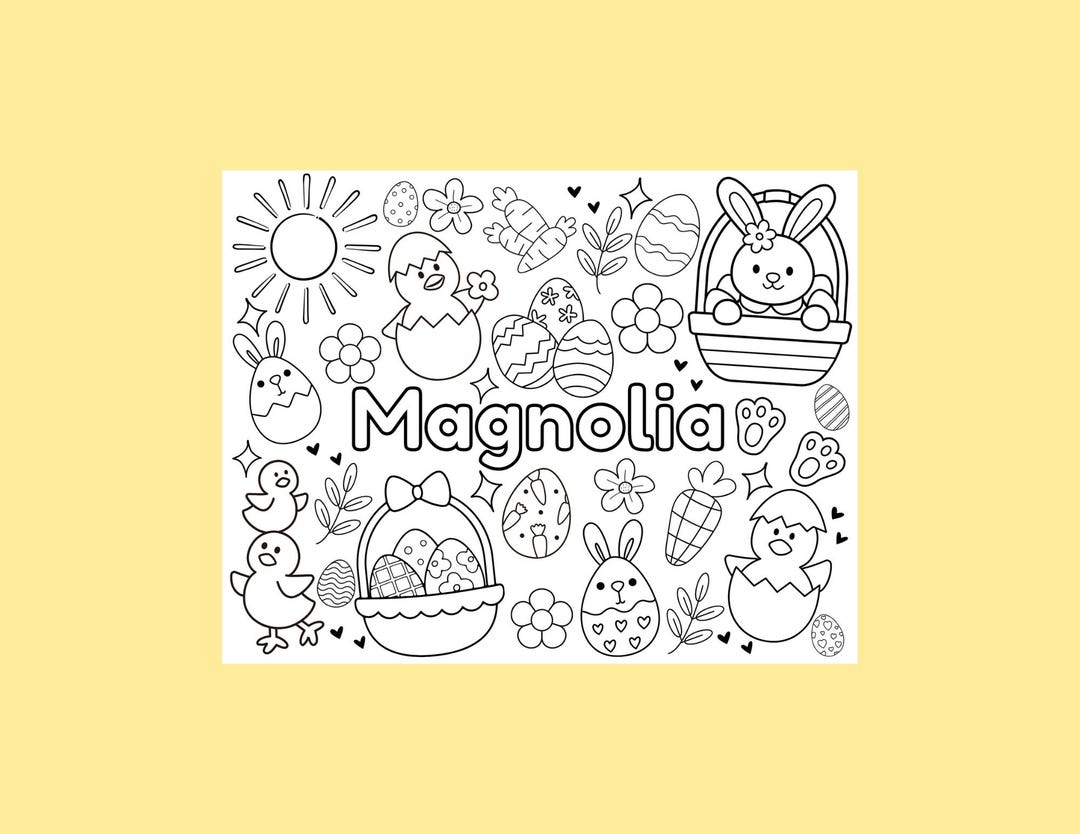 Personalized Easter Coloring Page for Kids|personalized Easter Placemat ...