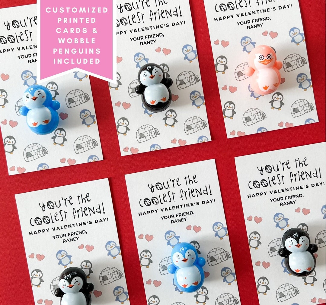 You're the Coolest Friend Valentine Cards With Wobble Penguins|printed ...