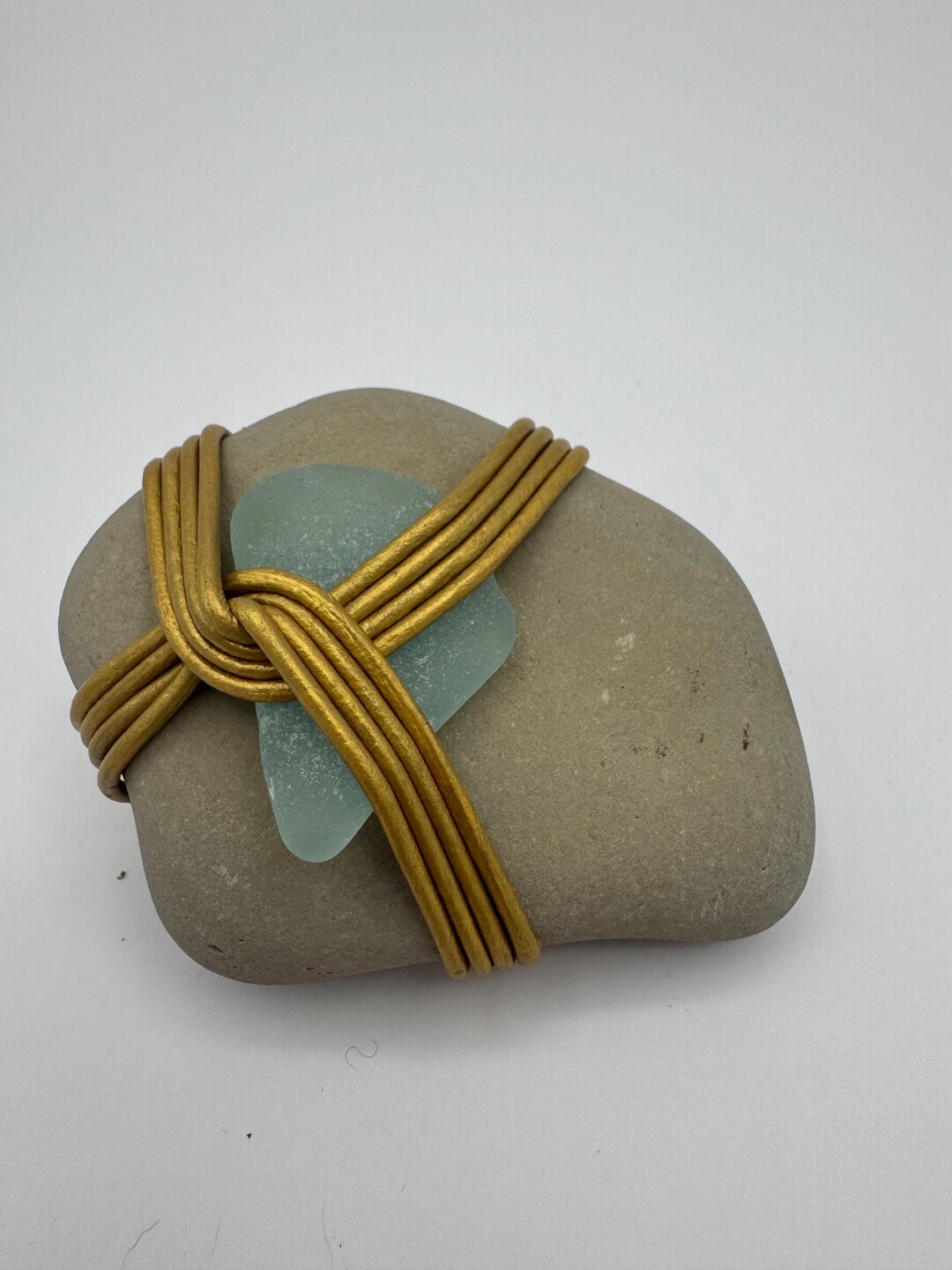 Handcrafted Leather-wrapped Stone • Beach Sea Glass, Michigan Rock - Etsy