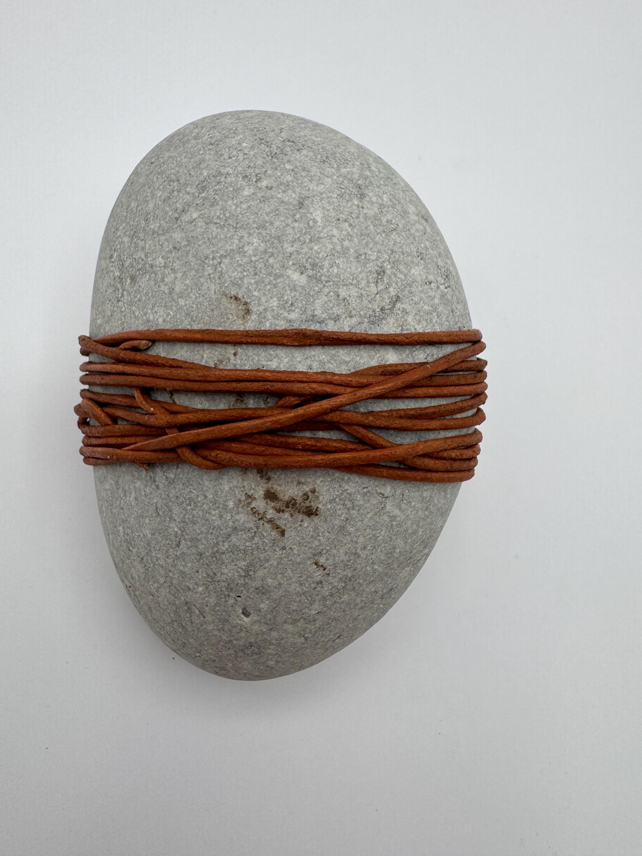 Handcrafted Leather-wrapped Stone • Natural Zen Decor - Etsy