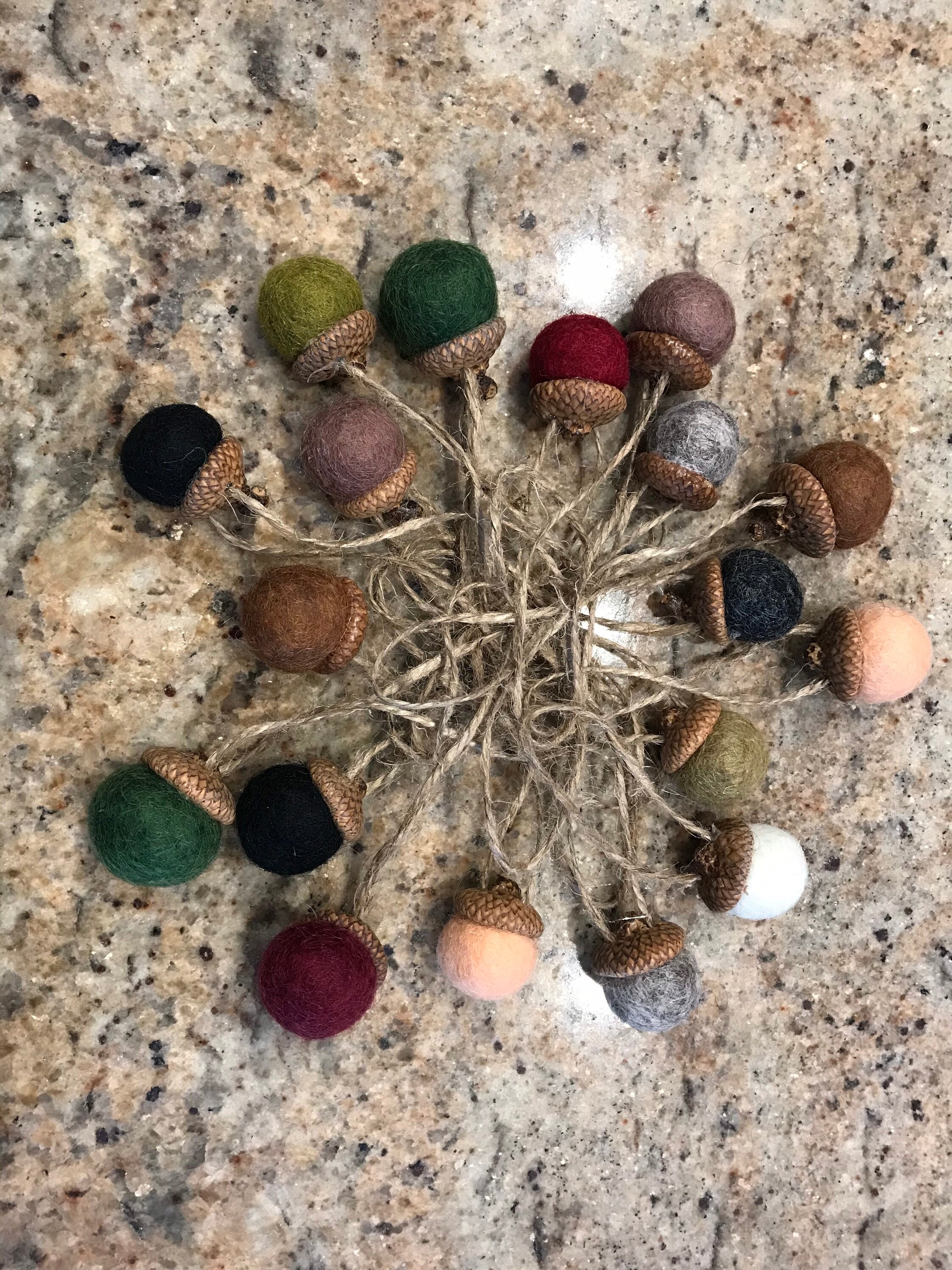 Felted Acorn ornaments handmade set of 12 polished cap acorn | Etsy