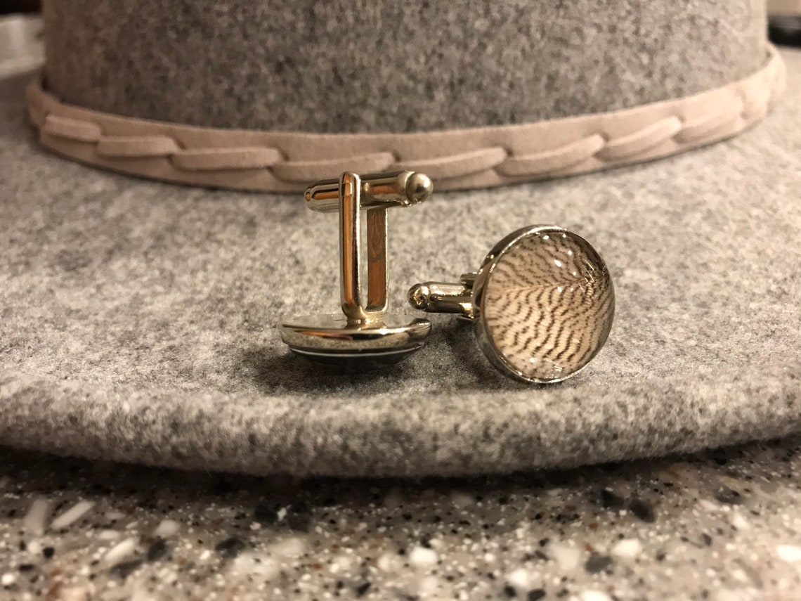 Cuff Links Handmade With Wood Duck Feather - Etsy