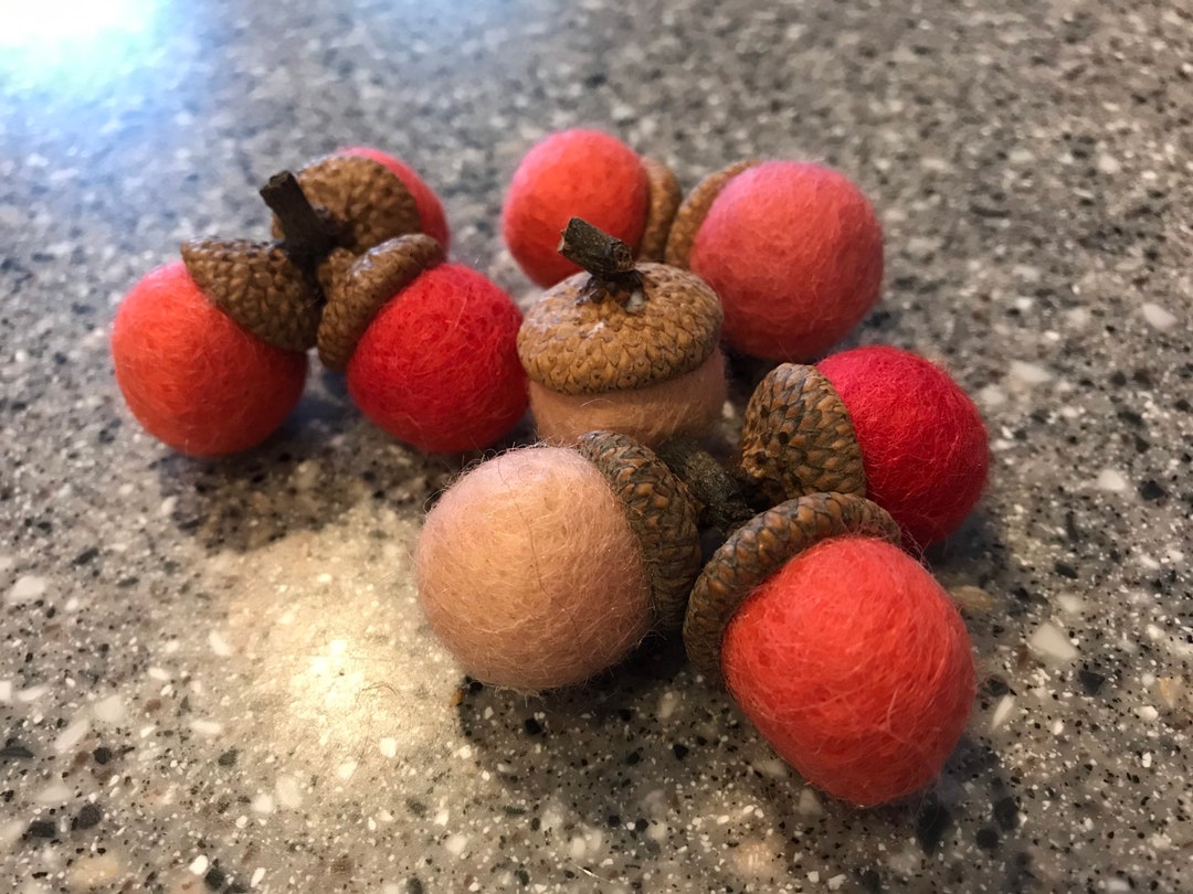Felted Wool Acorn Decor, Handmade Felted Acorn Bowl and Vase Fillers ...