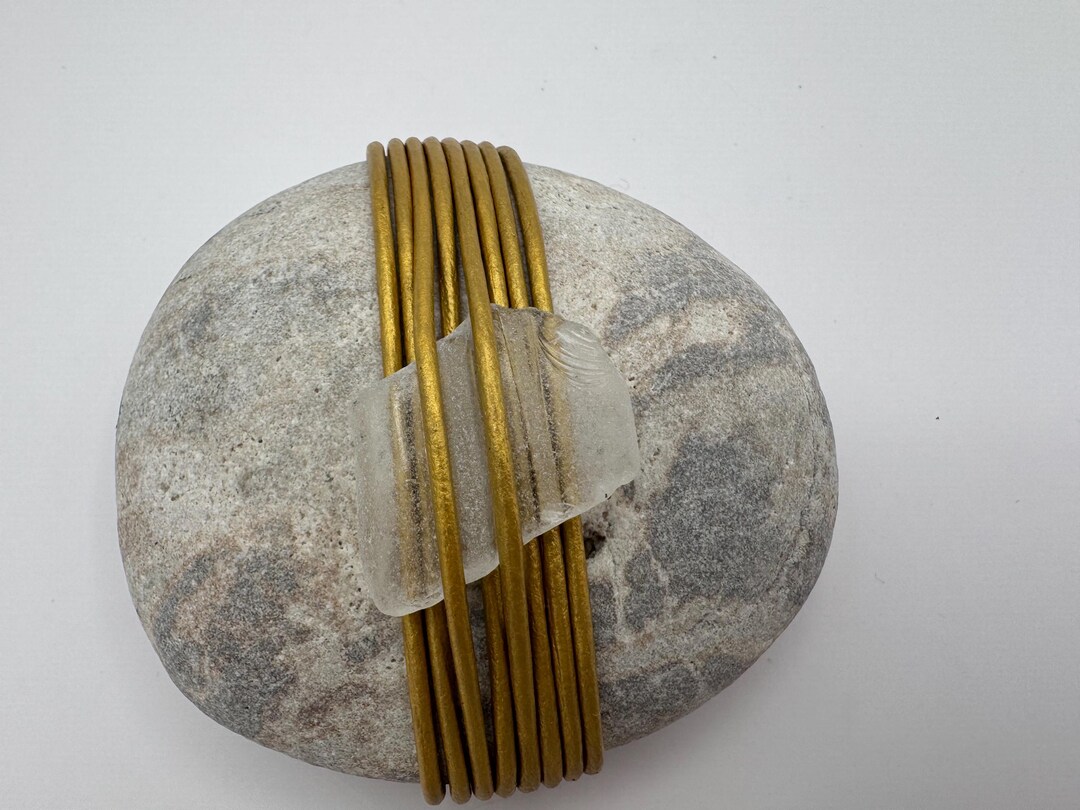 Handcrafted Leather Wrapped Stone • Rustic Sea Glass Paperweight - Etsy