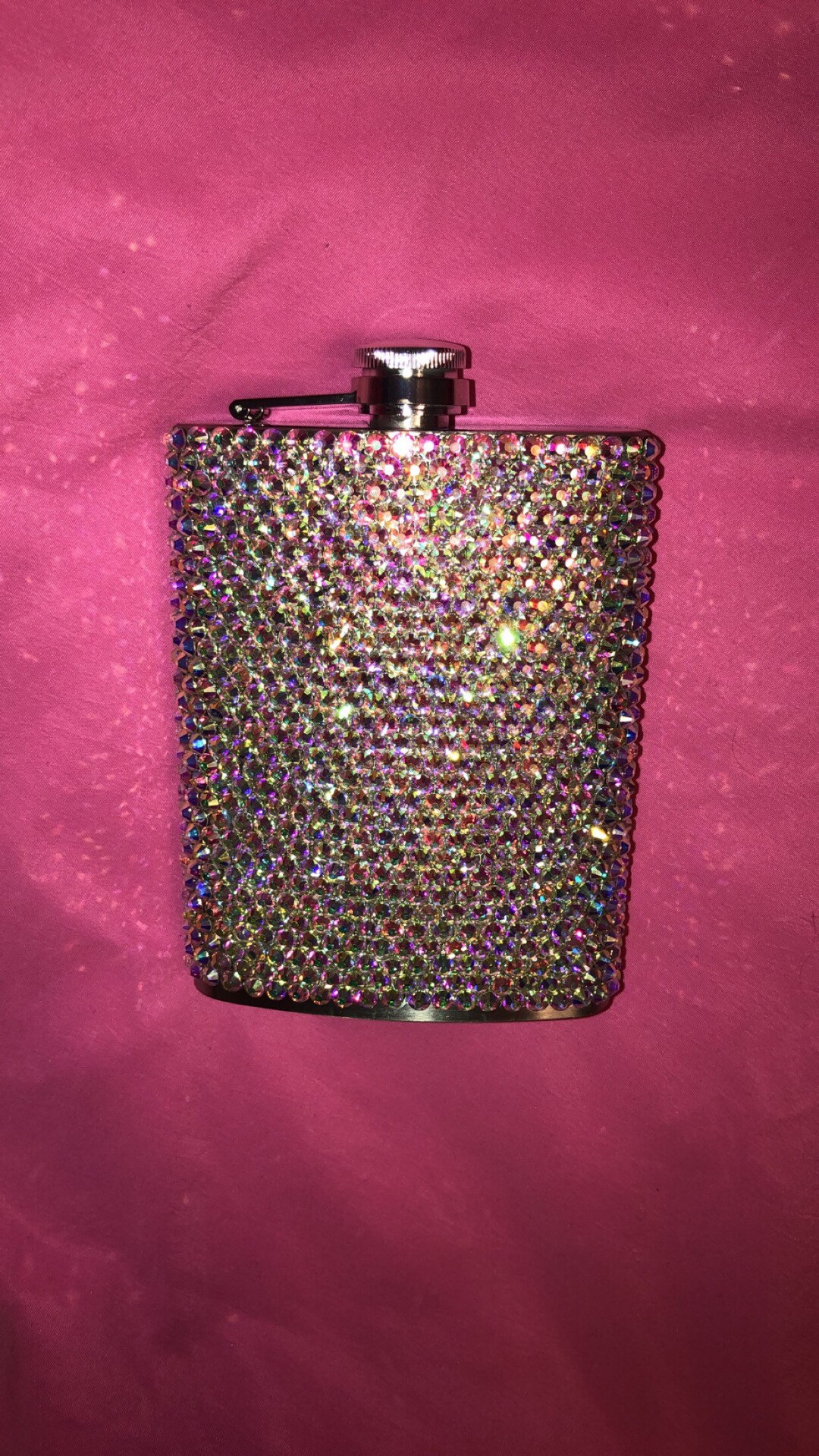 Rhinestone Flask 8oz Stainless Steel. Crystal AB Glass Rhinestones ...