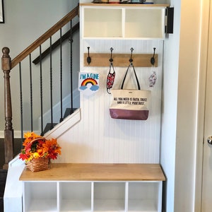 Entryway Storage Bench With Cubbies and Solid Oak Top. FREE SHIPPING ...