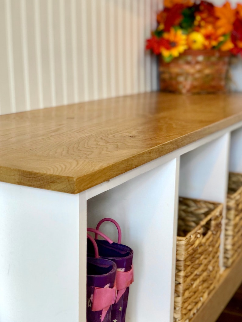 Entryway Storage Bench With Cubbies and Solid Oak Top. FREE SHIPPING ...