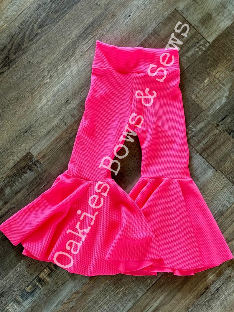 Baby Bell Bottoms, Flared Pants, Toddler Pants, Neon Pink, Bell Bottom ...