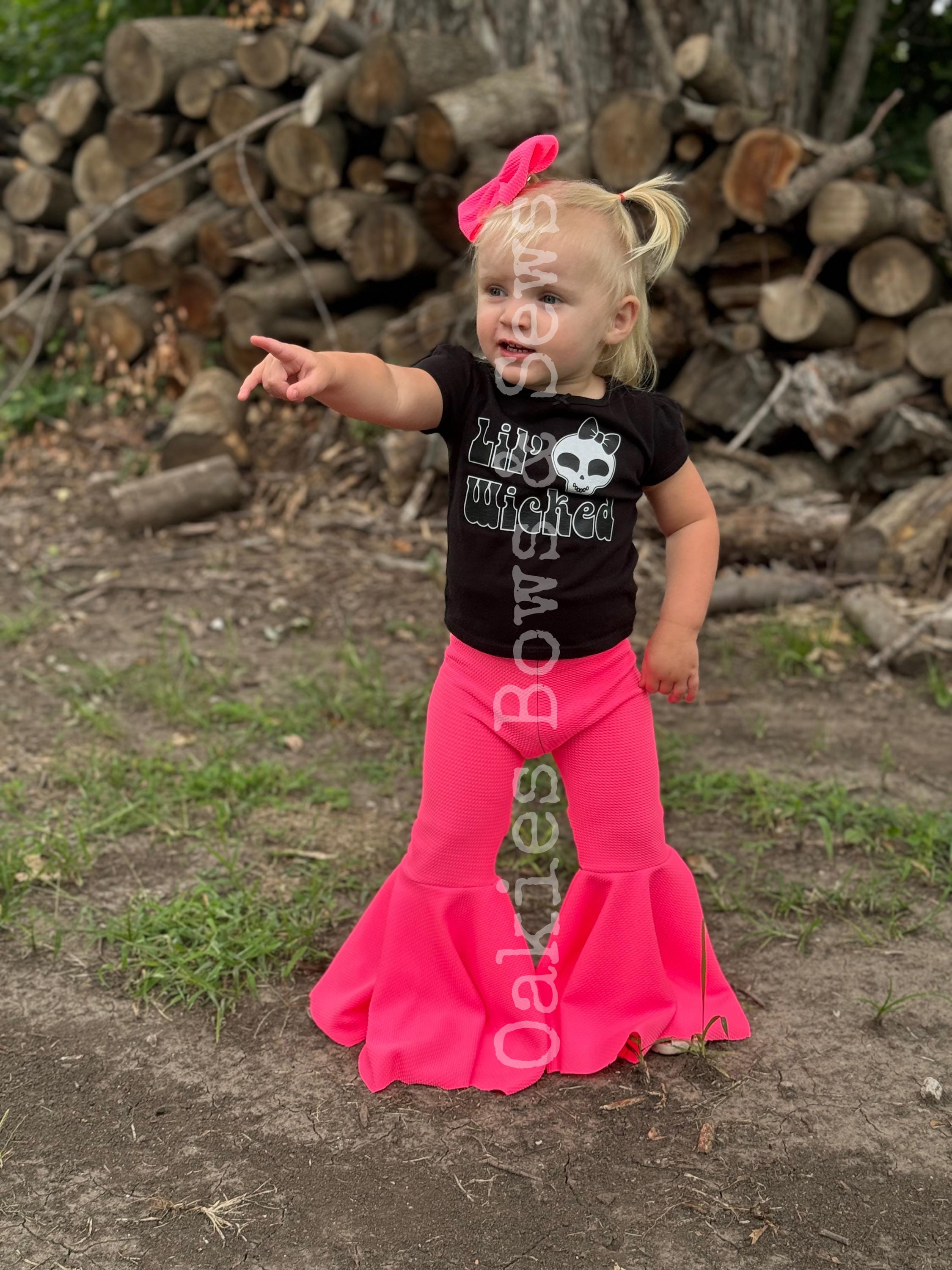 Baby Bell Bottoms, Flared Pants, Toddler Pants, Neon Pink, Bell Bottom ...