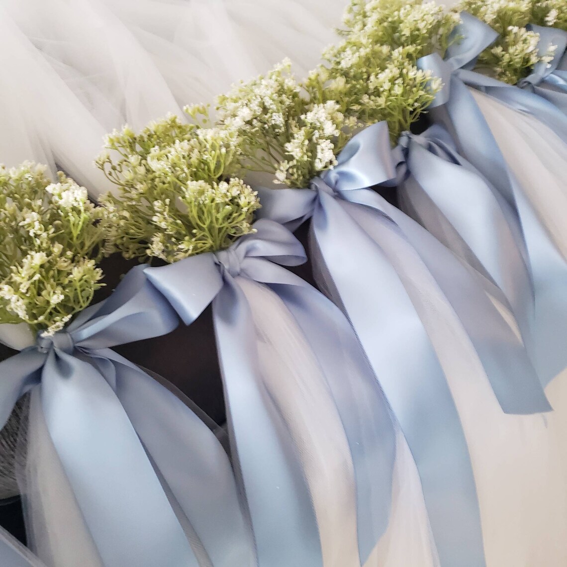 Wedding Aisle Pew Decorations. Dusty Blue. - Etsy