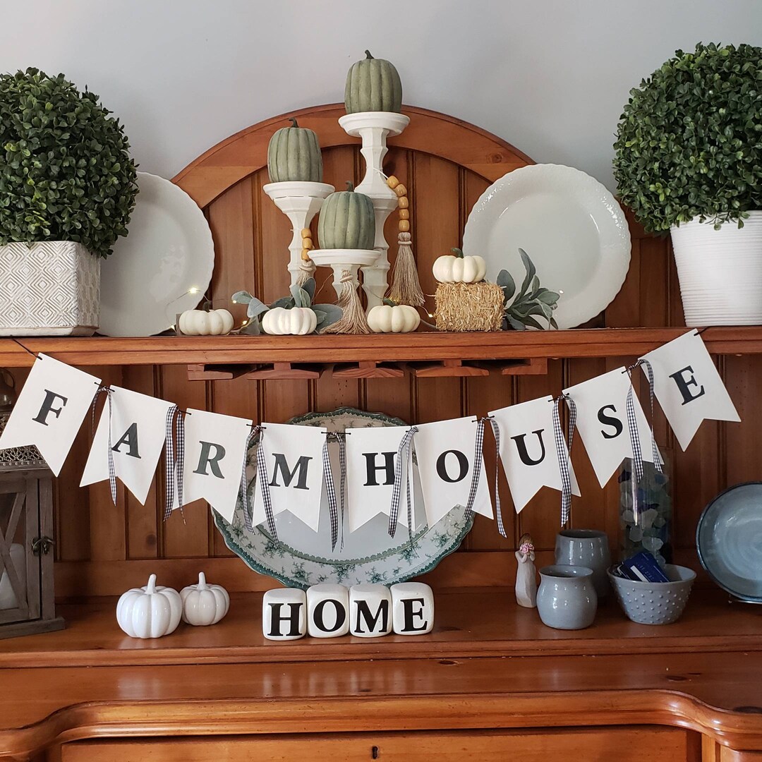 Wood Farmhouse Banner in Buffalo Plaid Decor. - Etsy