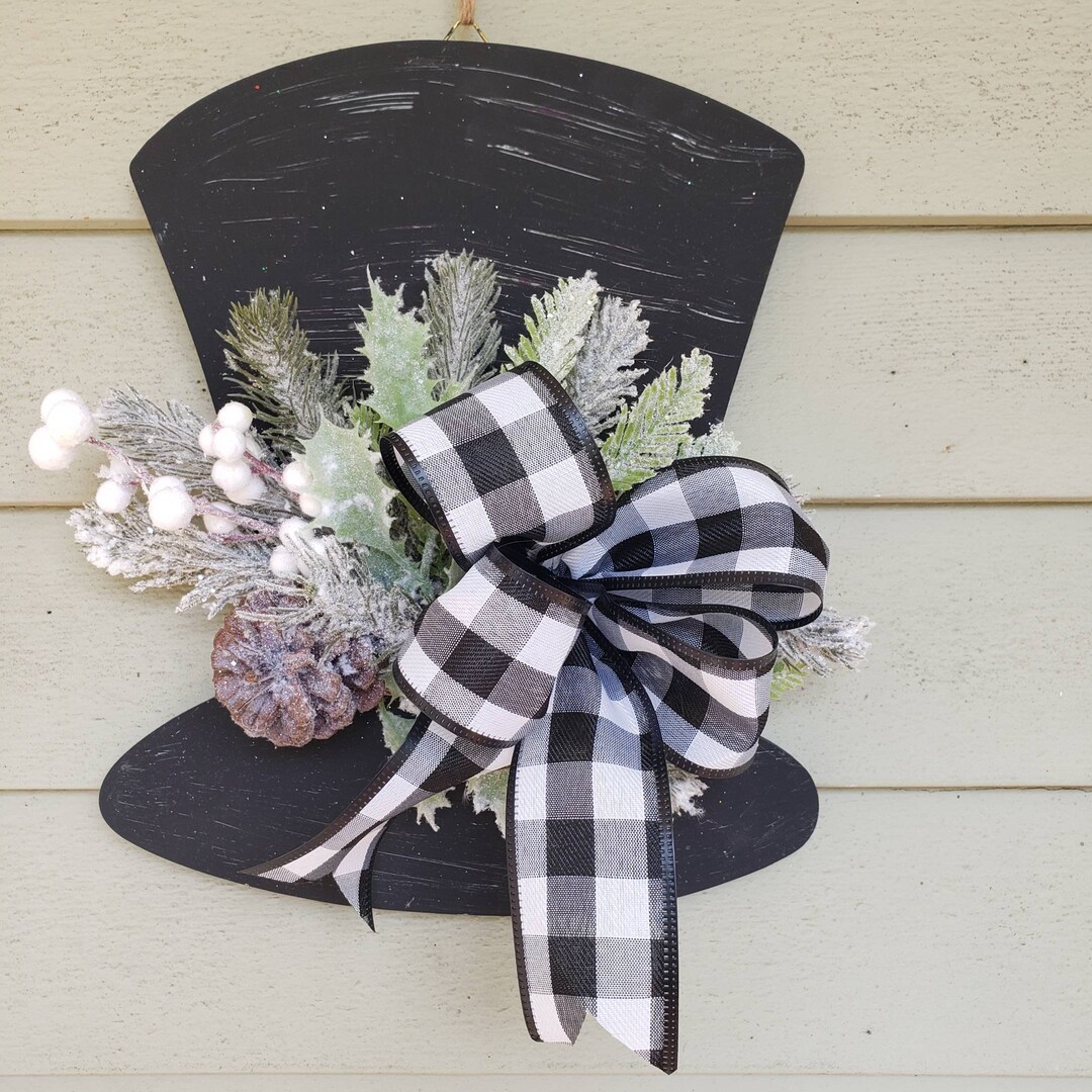 Frosty the Snowman Hat With Buffalo Check Ribbon. - Etsy