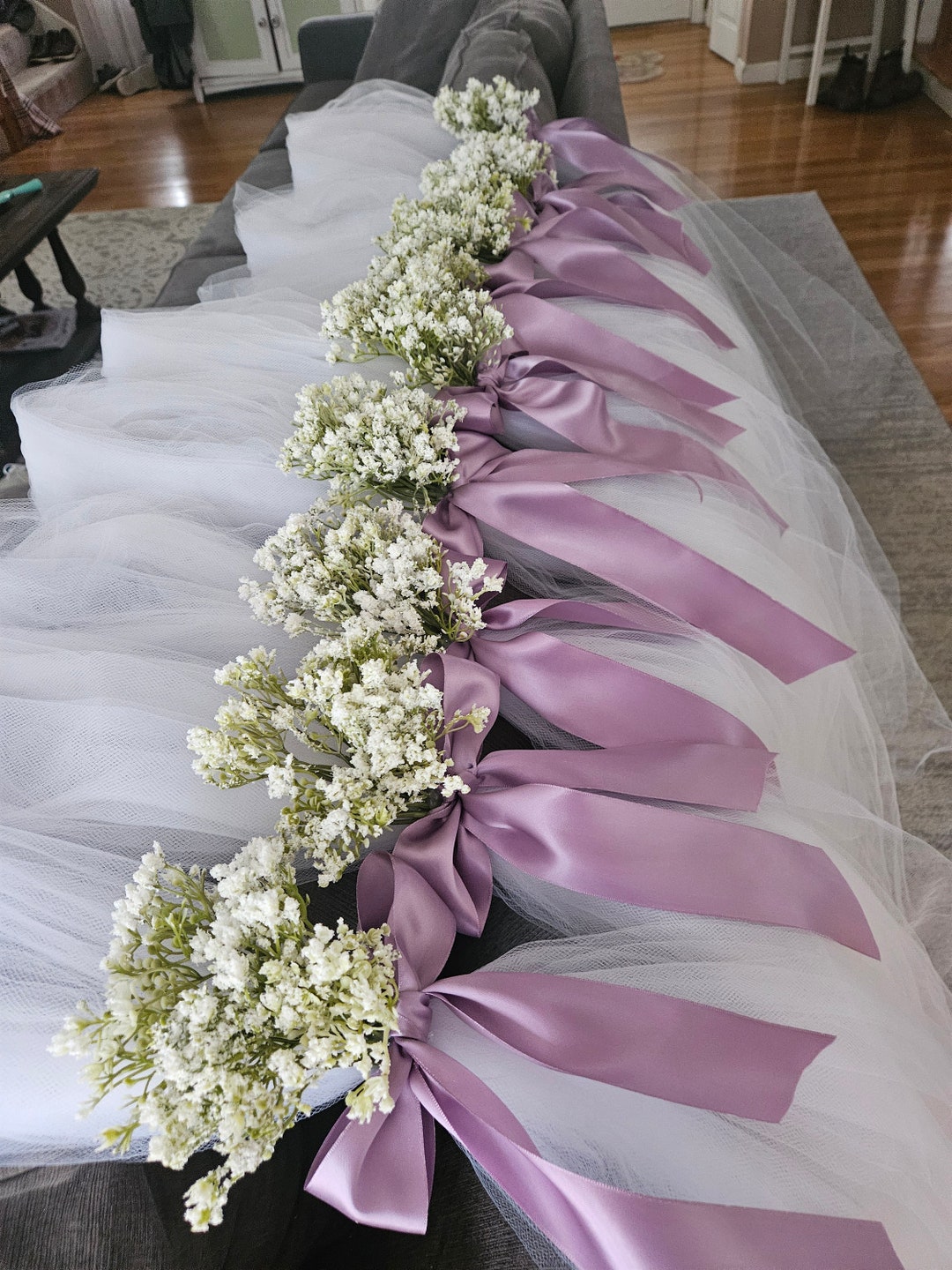 12 Babies Breath Pew Hangers With Babies Breath and Lavender Silk ...