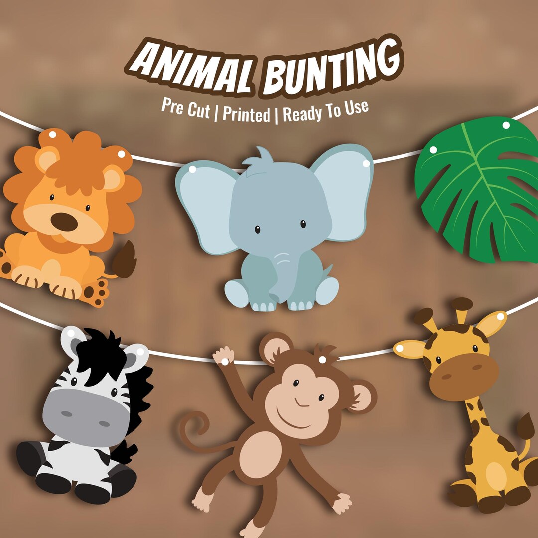 Safari Animal Bunting | Jungle Animals Bunting Banner | Wild One ...