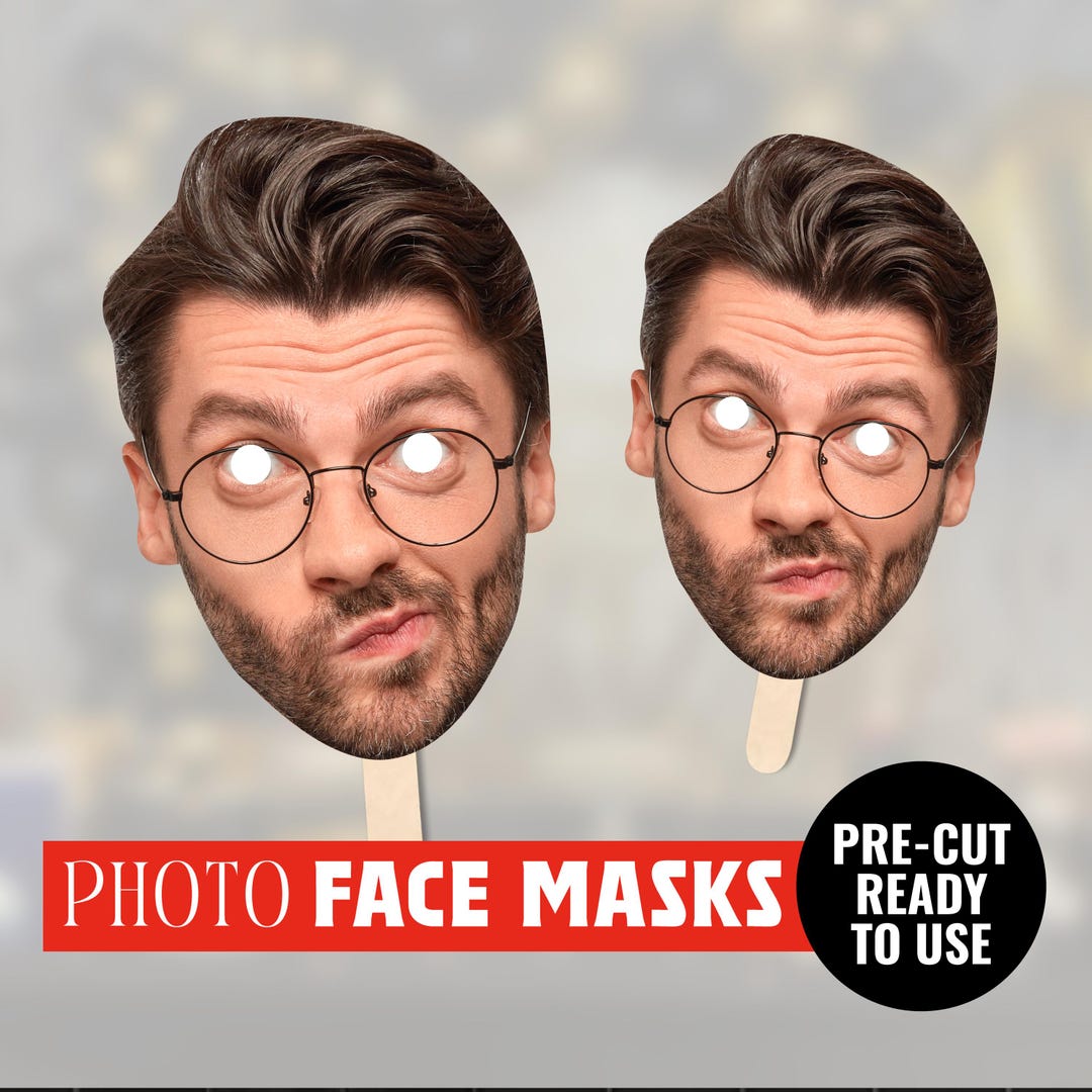 Personalised Photo Face Masks | Pre-cut With Sticks | Custom Party ...