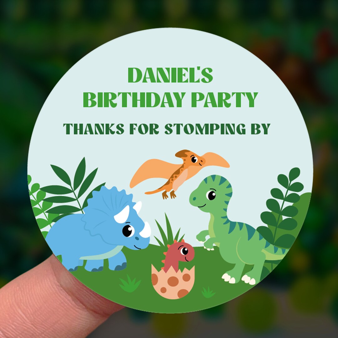 Personalised Dinosaur Themed Stickers Kids Party Bag Labels for Sweets ...