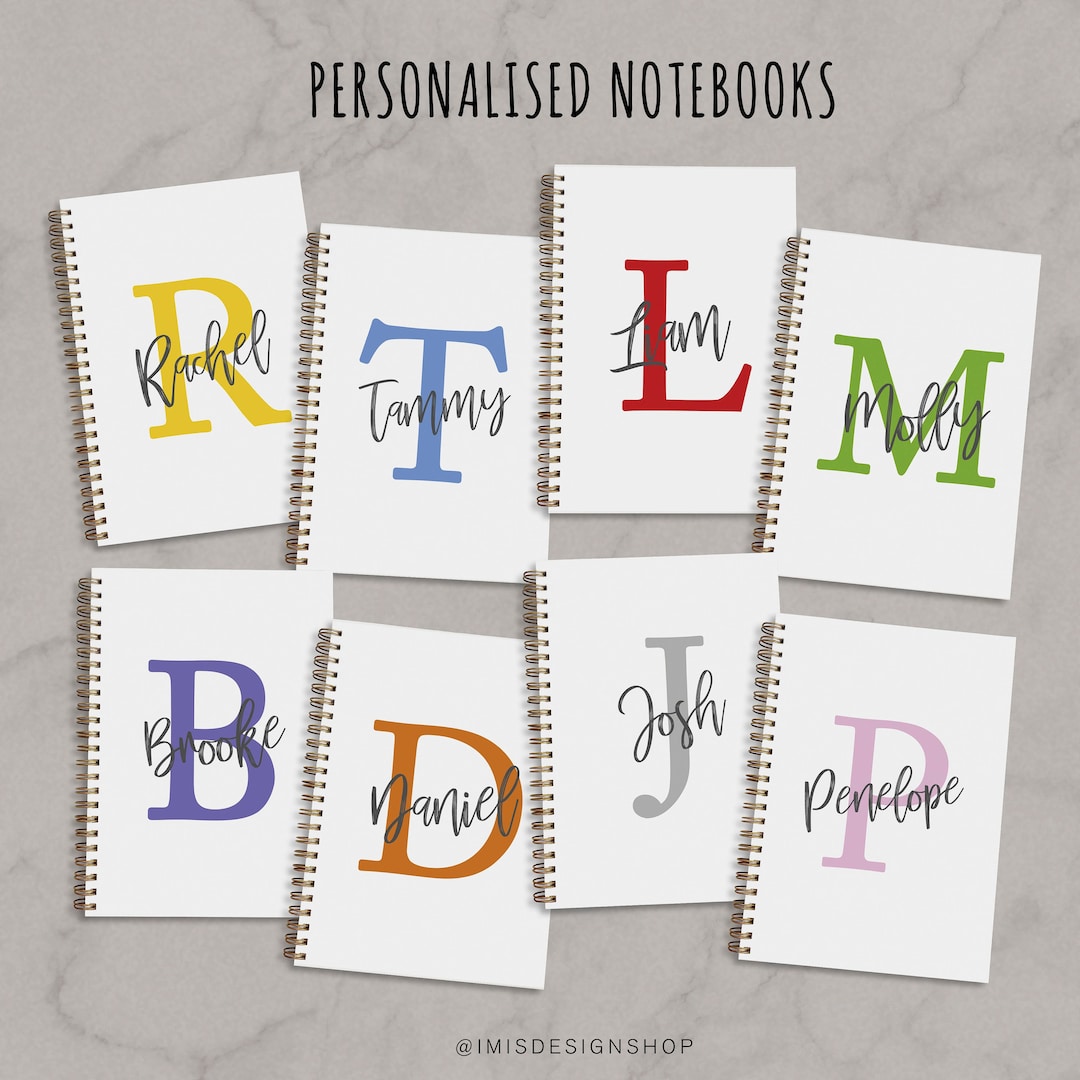 Personalised Initial Name A5 Notebook Stationery Gifts Kids Lined ...