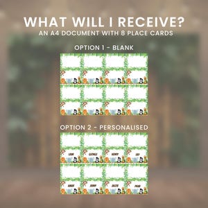 Safari Jungle Animal Place Cards | Printable Party Name Cards | Wild ...