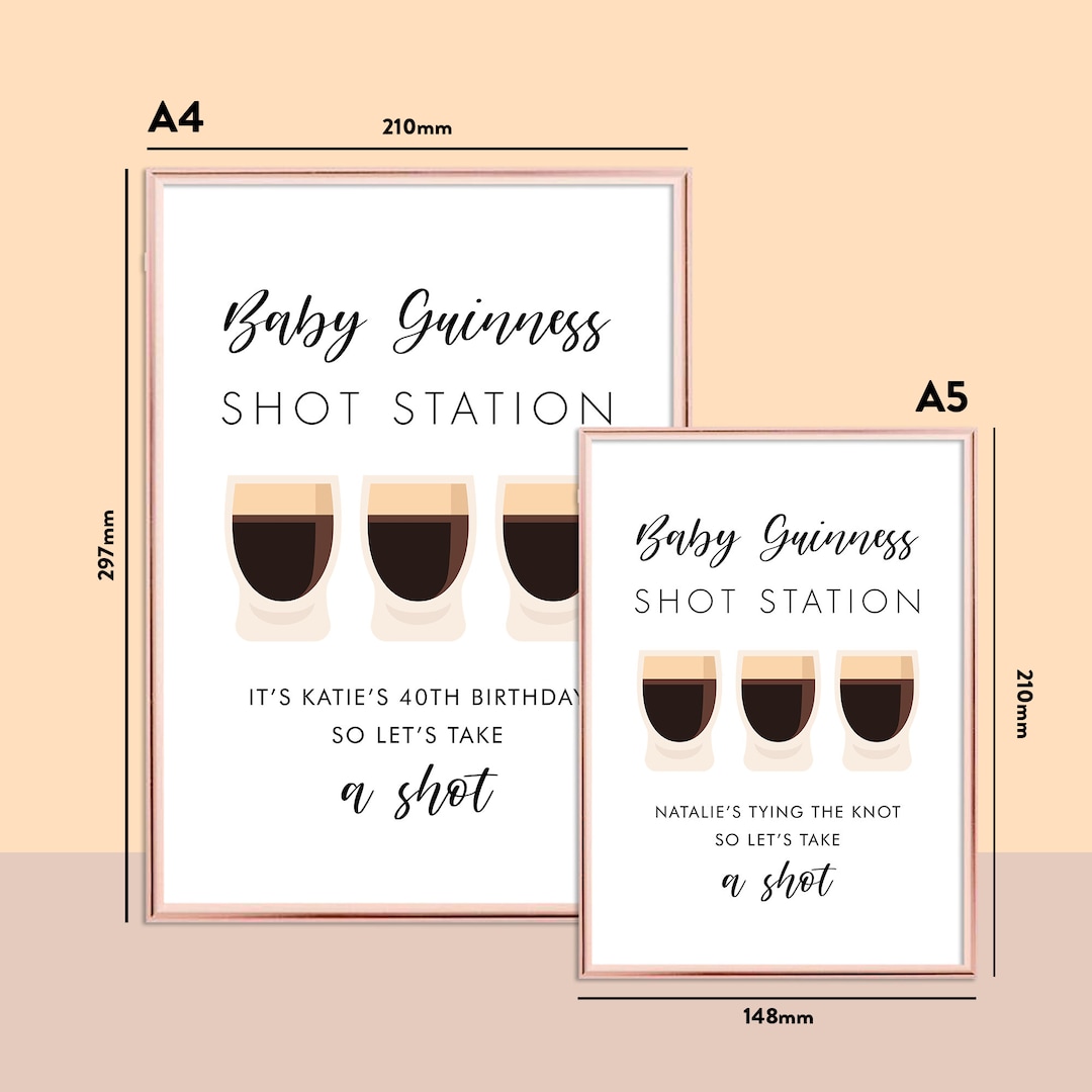 Personalised Baby Guinness Shot Station Print | Wedding Prints | B-52 ...