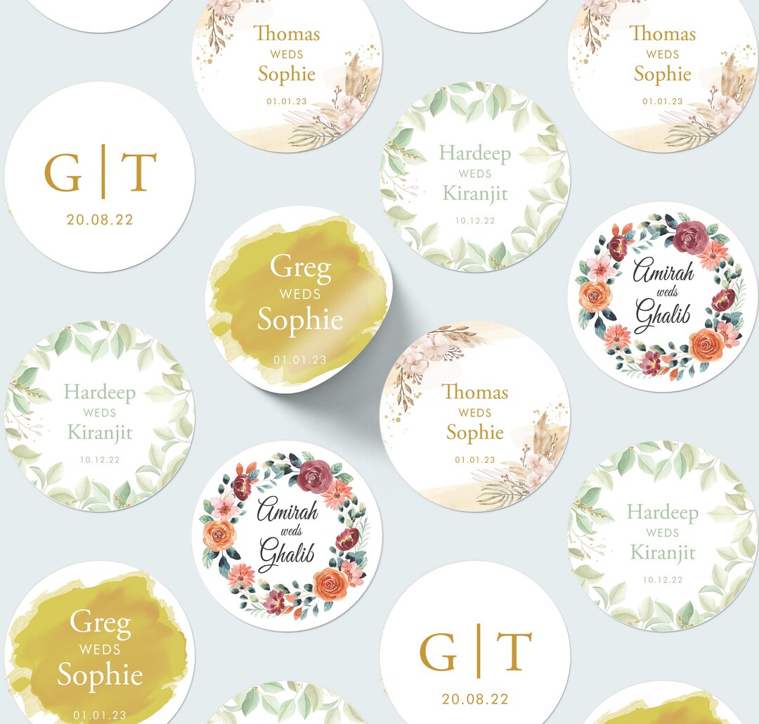 Personalised Wedding Stickers | Premium Glossy Finish | Wedding Favour ...