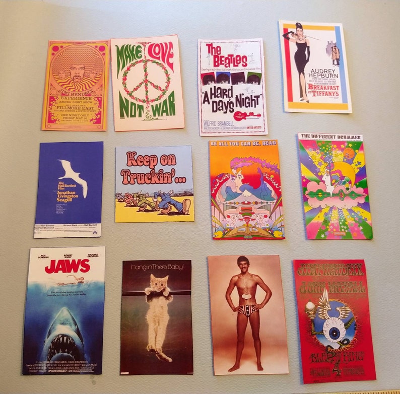 Dollhouse Miniature Poster Set 1960's & 1970's - Etsy