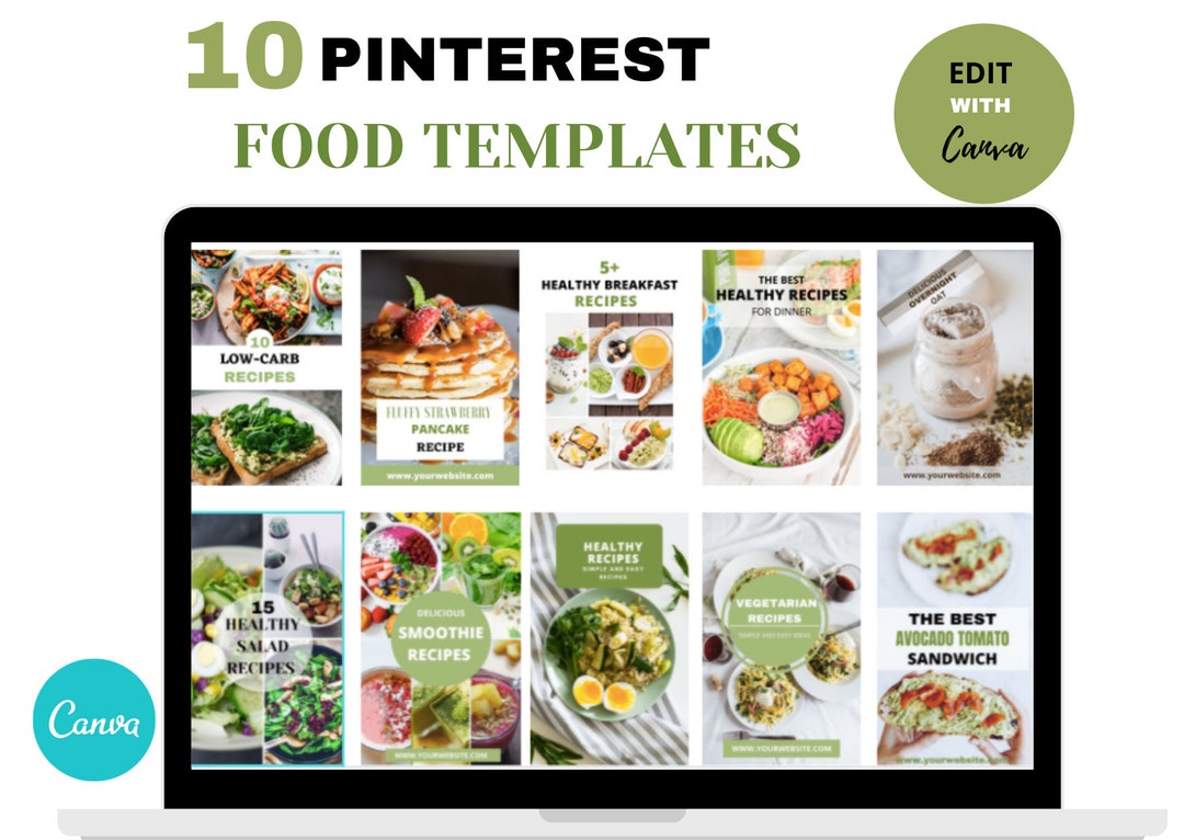 Food Blogger Pinterest Templates: Canva Designs (PDF) - Etsy