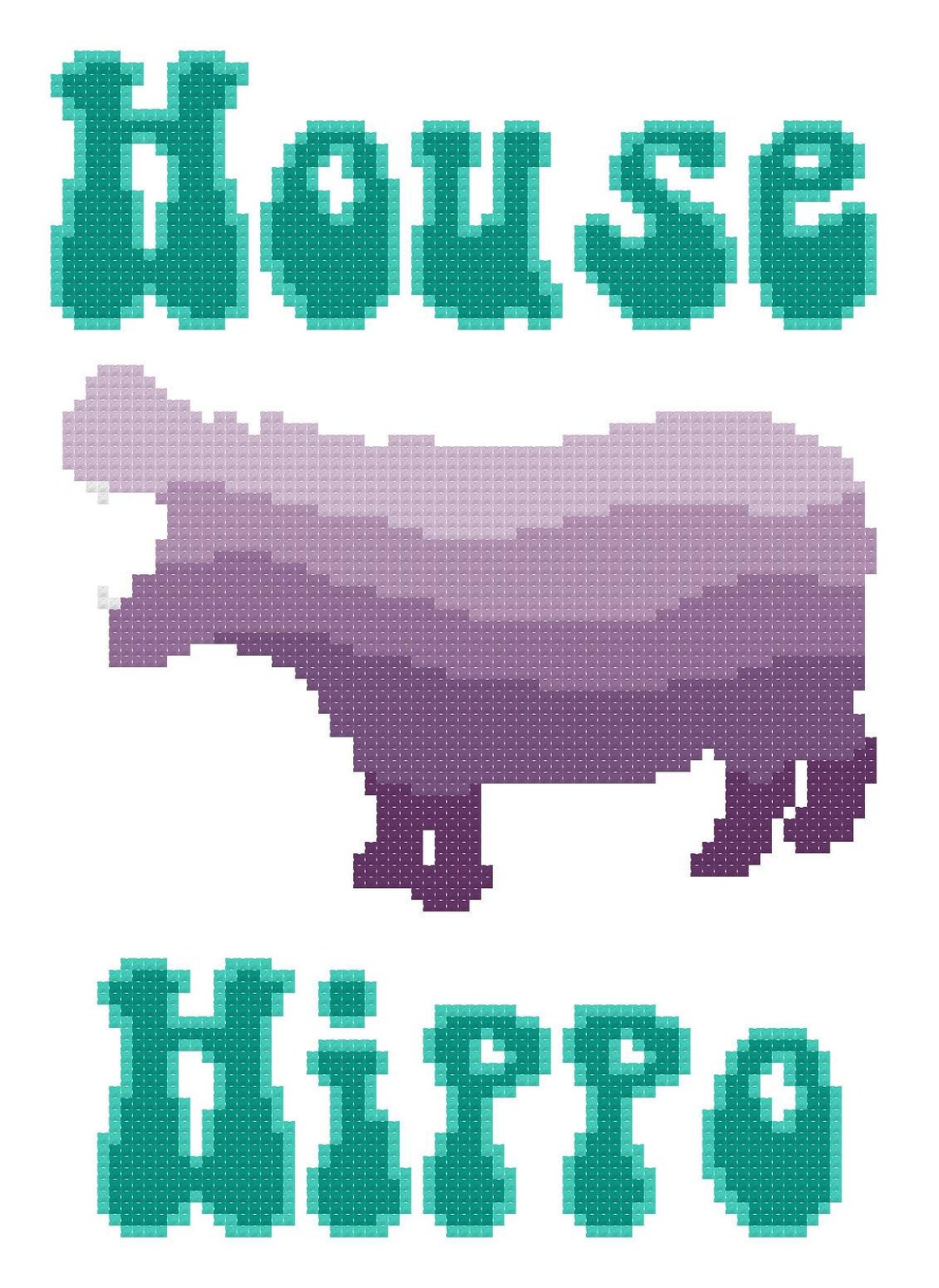 House Hippo - Lavender- Cross Stitch Pattern - Digital PDF - Etsy