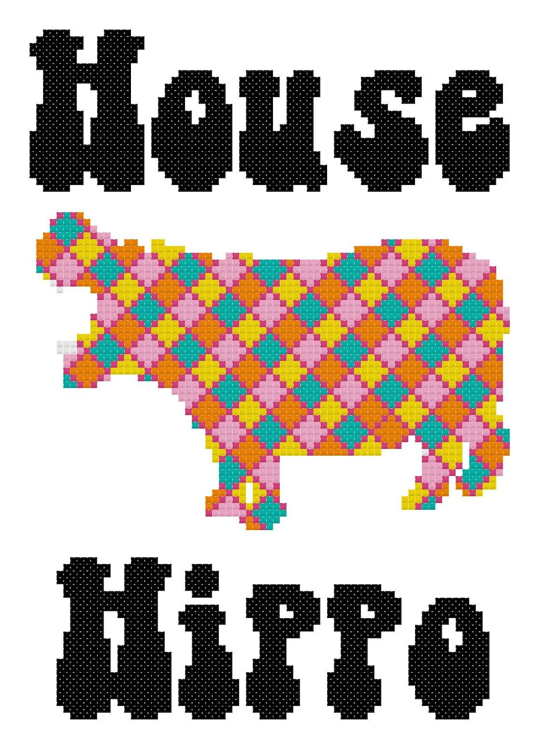 House Hippo - Colorful - Cross Stitch Pattern - Digital PDF - Etsy