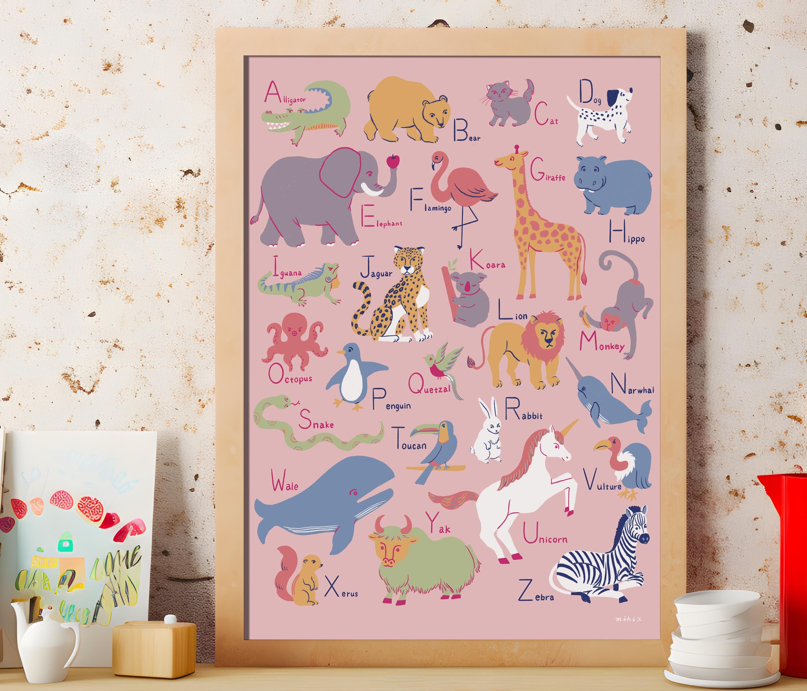 Animal Alphabet, Animal ABC Poster, Classroom Decor, Educational Art ...