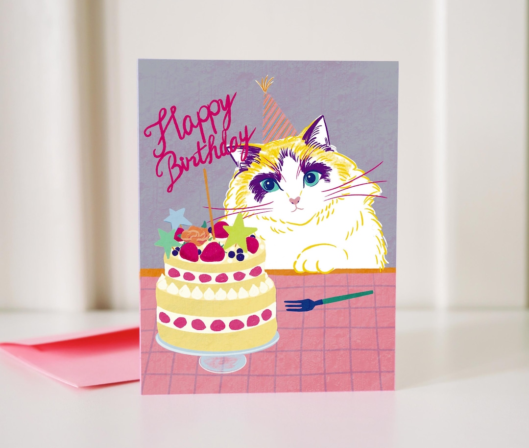 Funny Cat Birthday Card | Cat Lover Birthday Card | Birthday Cake | Cat ...