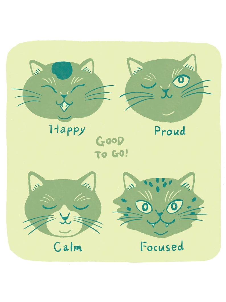Zones of Regulation Poster: Cat Emotions Chart, Playroom Decor (digital ...
