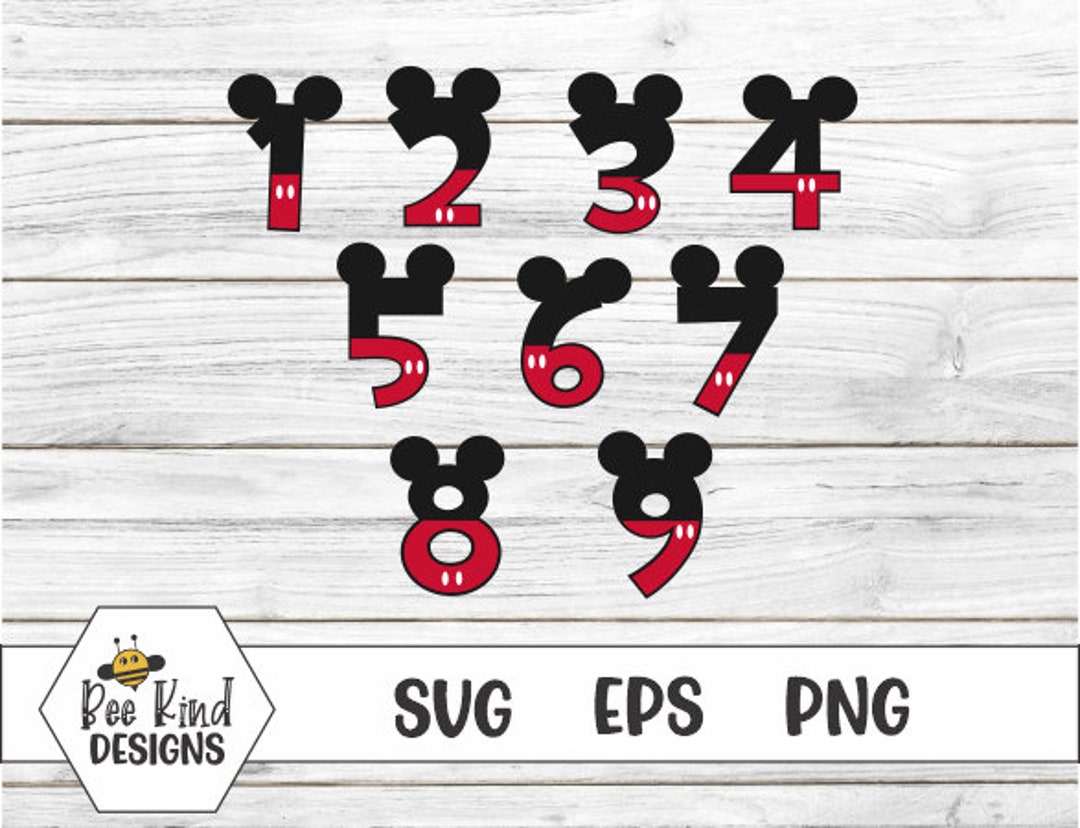 Mickey Birthday Numbers SVG Bundle - Etsy
