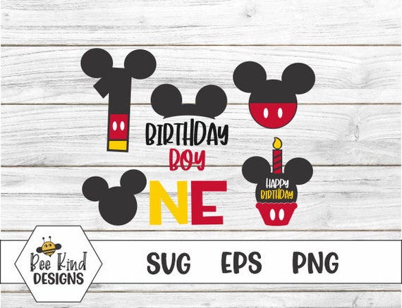 Mickey Mouse First Birthday SVG Bundle | Etsy