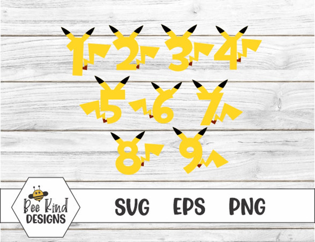 Pikachu Birthday Numbers SVG Bundle - Etsy