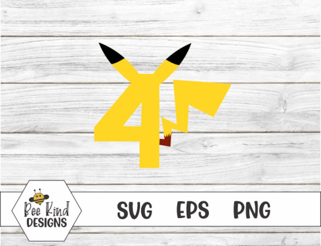 Pikachu Fourth Birthday, Number Four SVG - Etsy