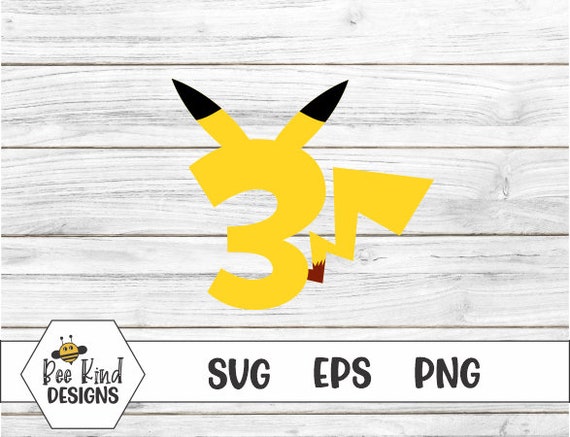 Pikachu Third Birthday Number Three SVG | Etsy