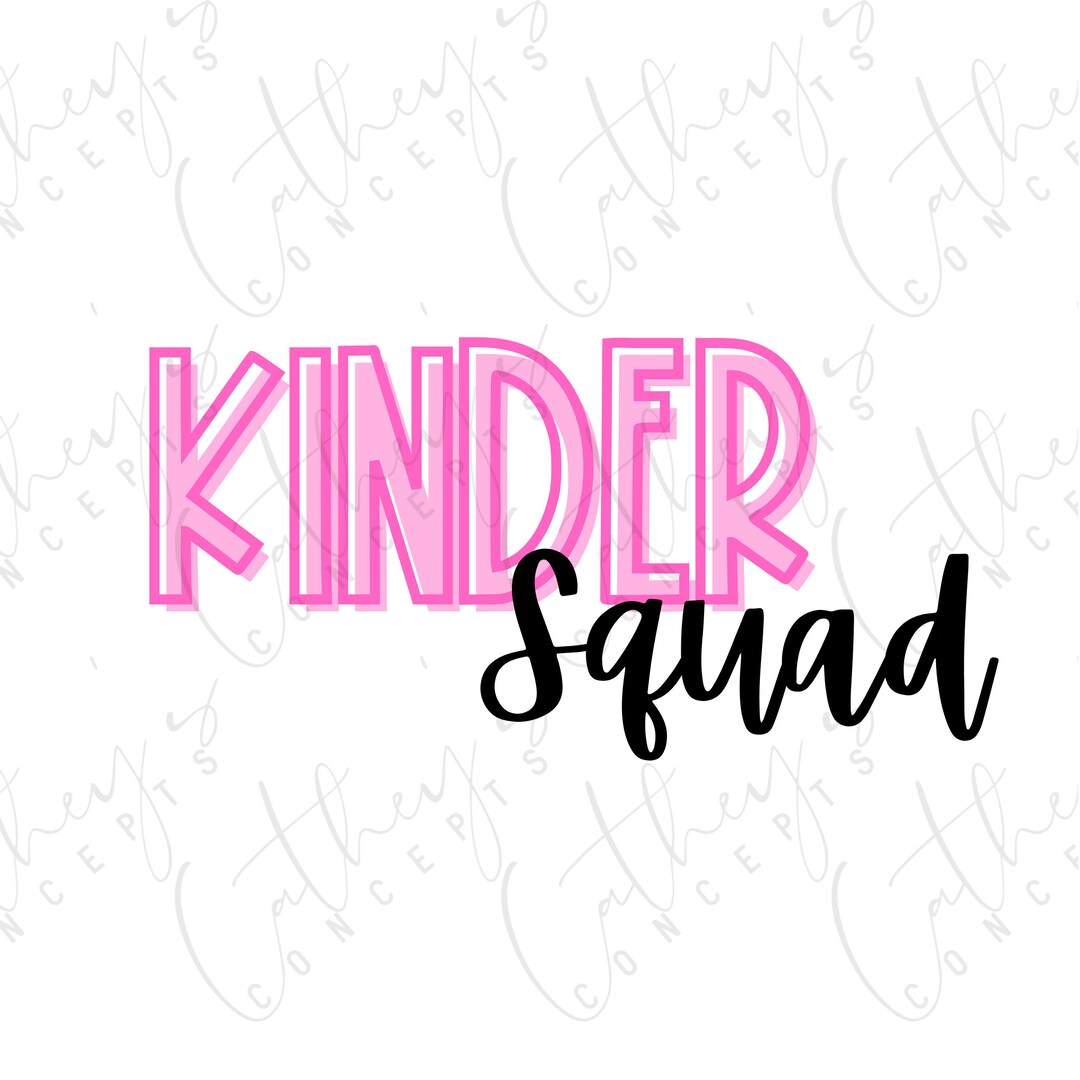 Kinder Squad in Pink & Black PNG Design // Kindergarten PNG Design ...