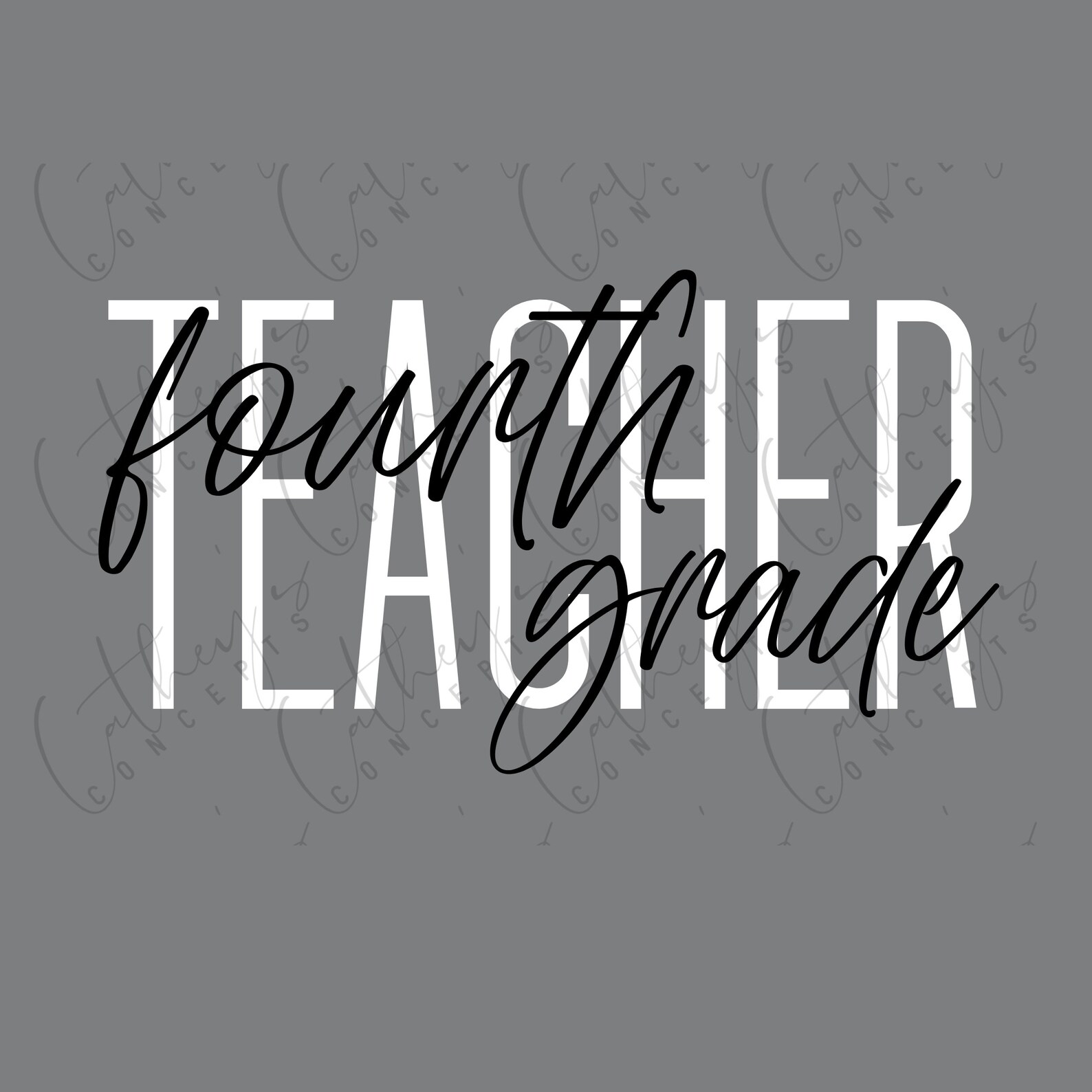 Fourth Grade Teacher Design in White & Black 2 PNG // Elementary School ...