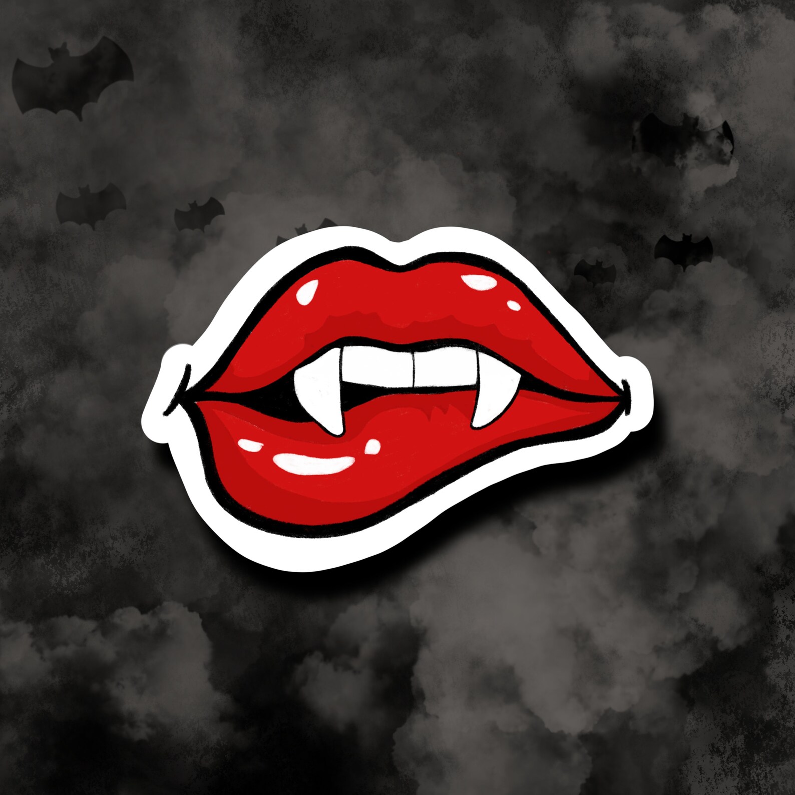 Lips with Vamp Fangs Matte Sticker Matte Sticker for | Etsy