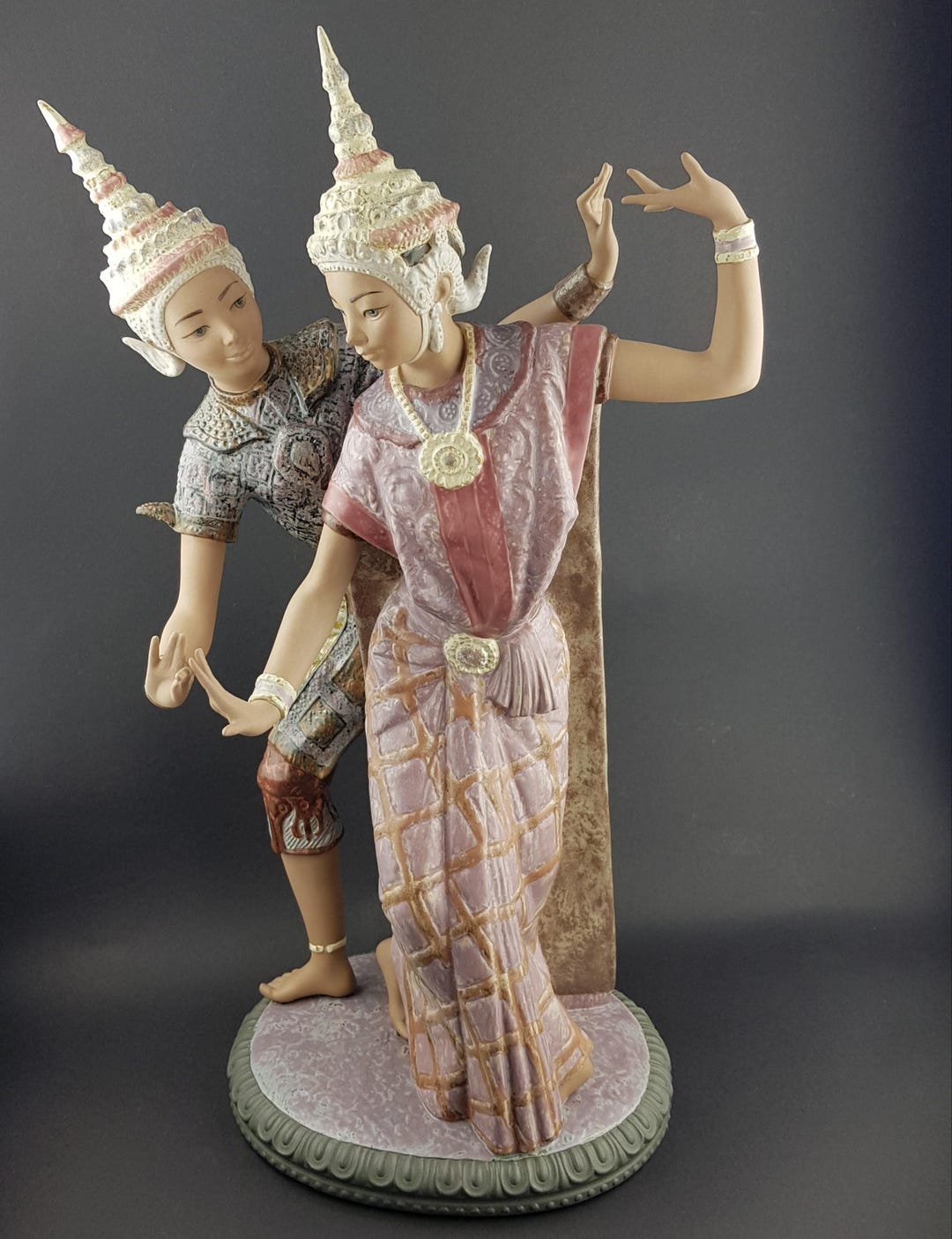 Lladro Porcelain Valencia Figurine Group Thai Dancers Boy Girl Vintage ...