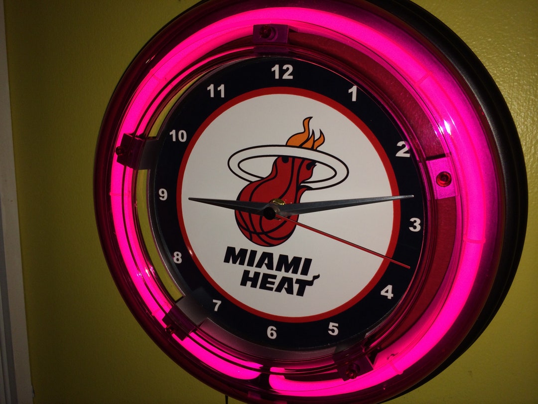 MIAMI HEAT Basketball Bar Neon Wall Clock Man Cave Sign - Etsy