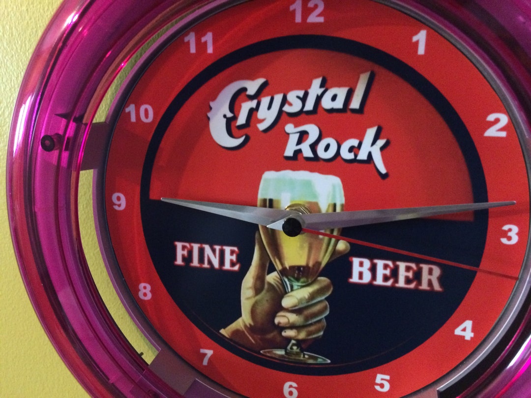 CRYSTAL ROCK Beer Bar Neon Man Cave Wall Clock Advertising Sign - Etsy