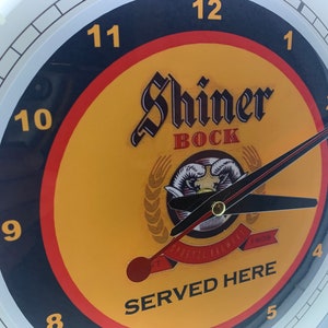 Shiner Bock Texas Beer Bar YELLOW Retro Neon Wall Clock Advertising Man ...
