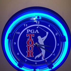 PGA Golf Tour Golfer Clubhouse Man Cave Bar Retro Neon Wall Clock Man ...