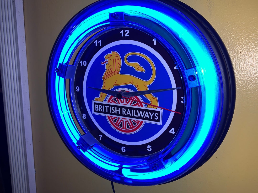 British Railways Railroad Train Station Man Cave Bar Neon Lighted Retro ...